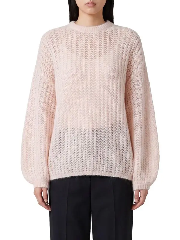 TOTEME Crewneck Balloon Sleeve Sweater - Pink