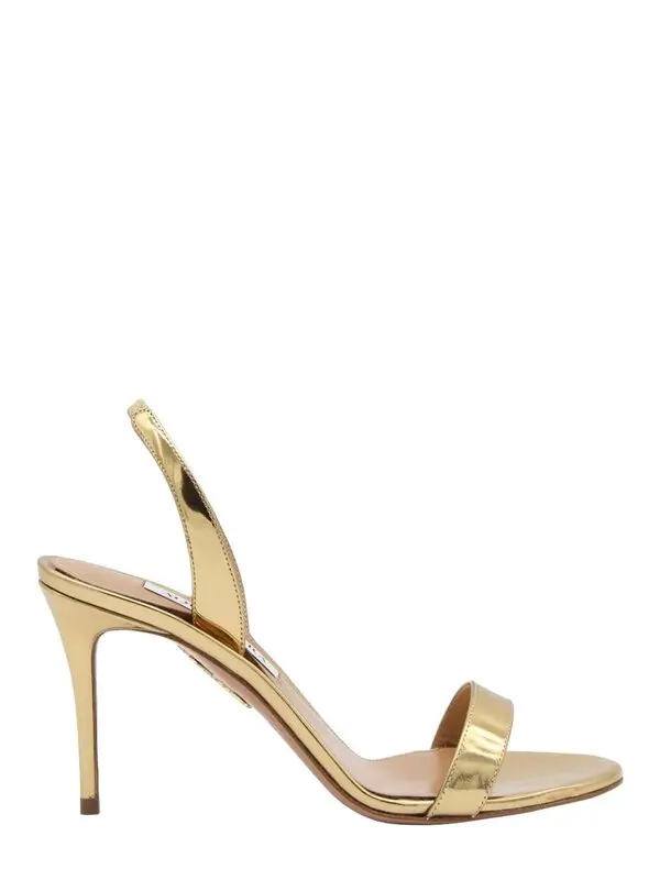 AQUAZZURA So Nude Laminated Leather Slingback Sandals - Gold