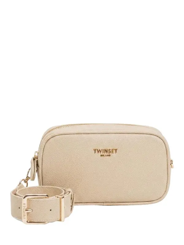 TWINSET Grained Synthetic Leather Crossbody Bag - Sand