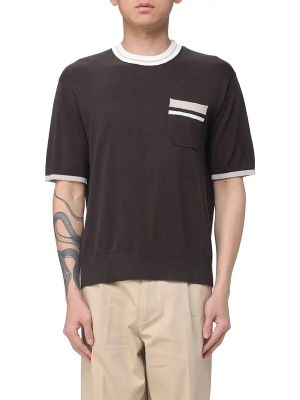 PAOLO PECORA Pure Virgin Wool Crew Neck Pullover - Brown