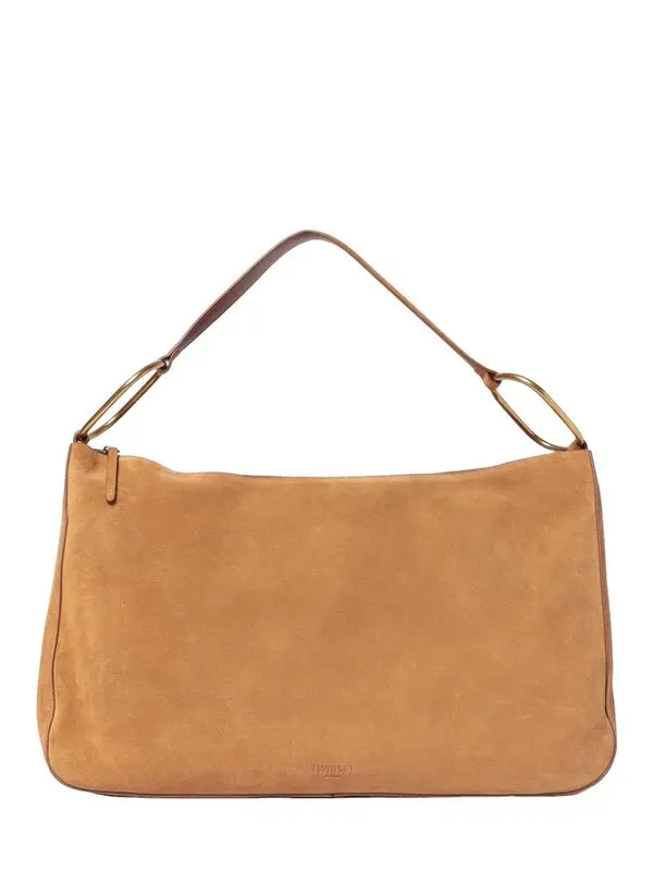 TWINSET Liliane Suede Shoulder Bag - Brown