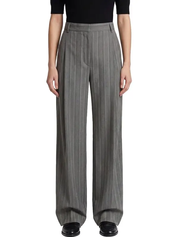 Stella McCartney Gray Wool Striped Palazzo Trousers - Grey