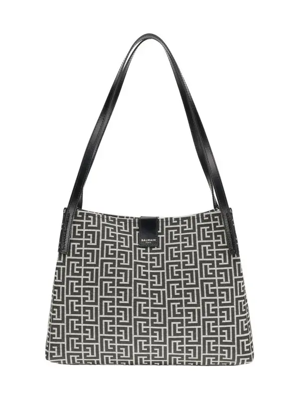 Balmain Monogrammed Shoulder Bag - Black