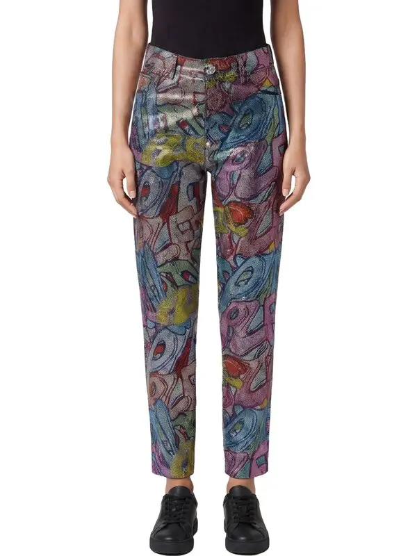 Philipp Plein High-waisted Straight Jeans With Embroidery And Rhinestones - Blue