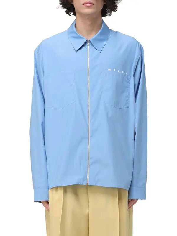 Marni Organic Cotton Shirt With Logo - Blue