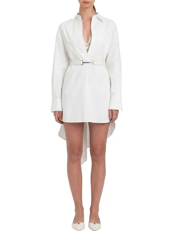 TWINSET Cotton Poplin Shirt Dress With Belt - White