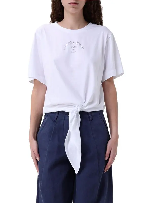 Emporio Armani T-shirt With Front Tie Detail - White