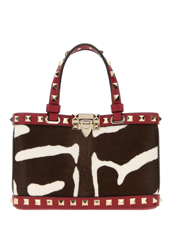 Valentino Garavani Rockstud Animalier Pony Skin And Leather Bag - White
