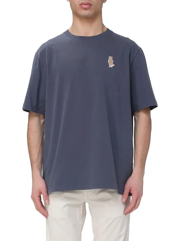 Maison Kitsuné Cotton T-shirt With Logo - Blue