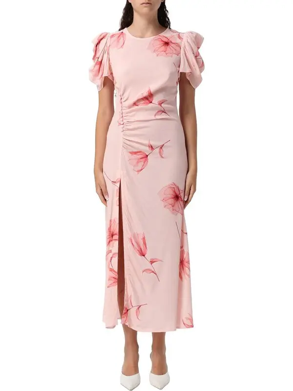 MAR DE MARGARITAS Midi Dress With Floral Print - Peach