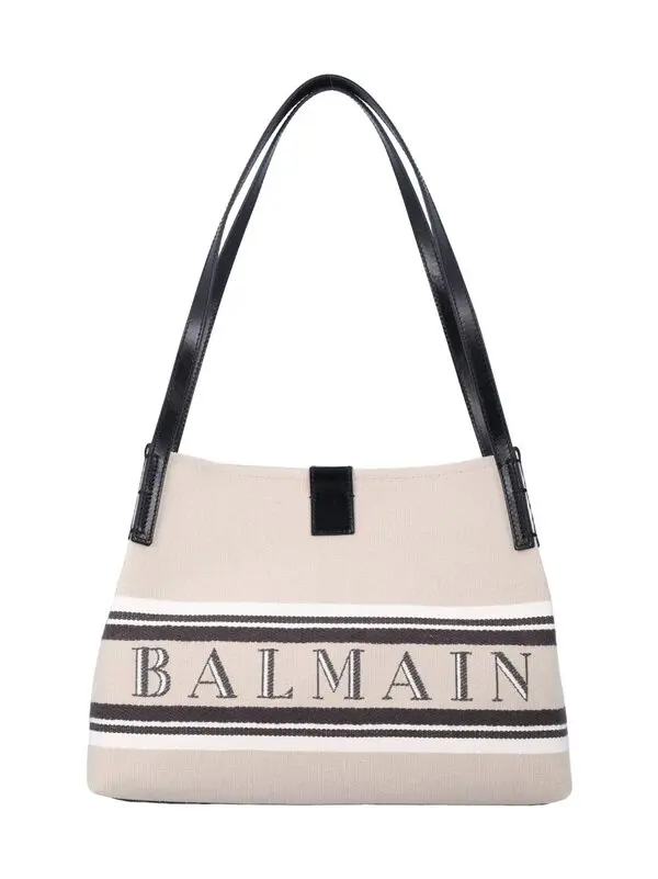 Balmain Monogram Shoulder Bag - Beige