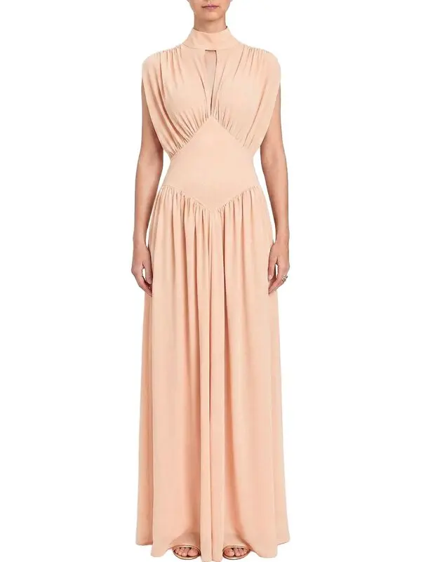 TWINSET Crêpe High Neck Maxi Dress - Peach