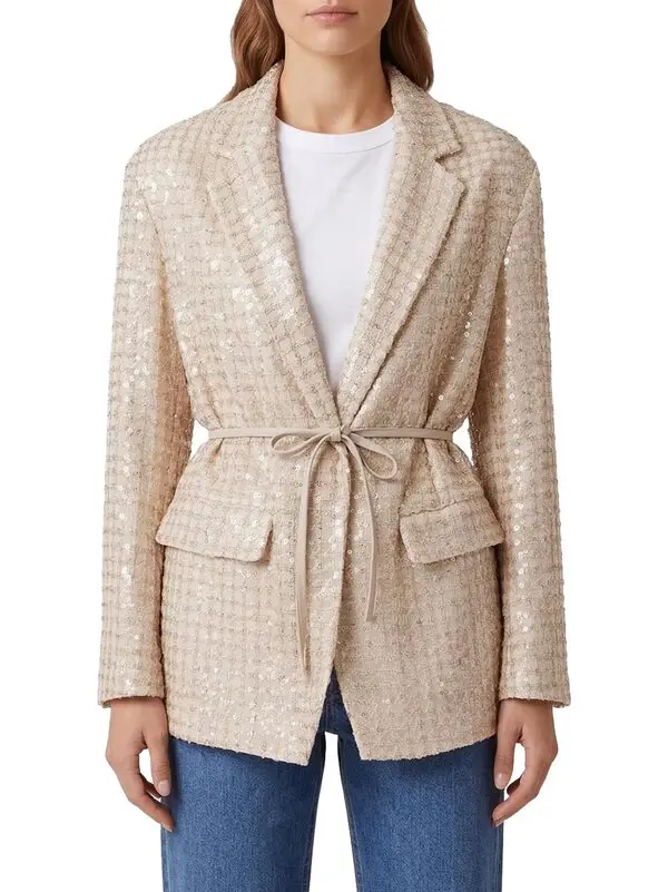 Brunello Cucinelli Silk Organza Blazer With Embroidered Sequins - Yellow