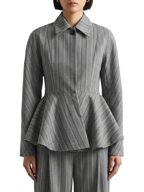 Stella McCartney Striped Wool Jacket - Grey