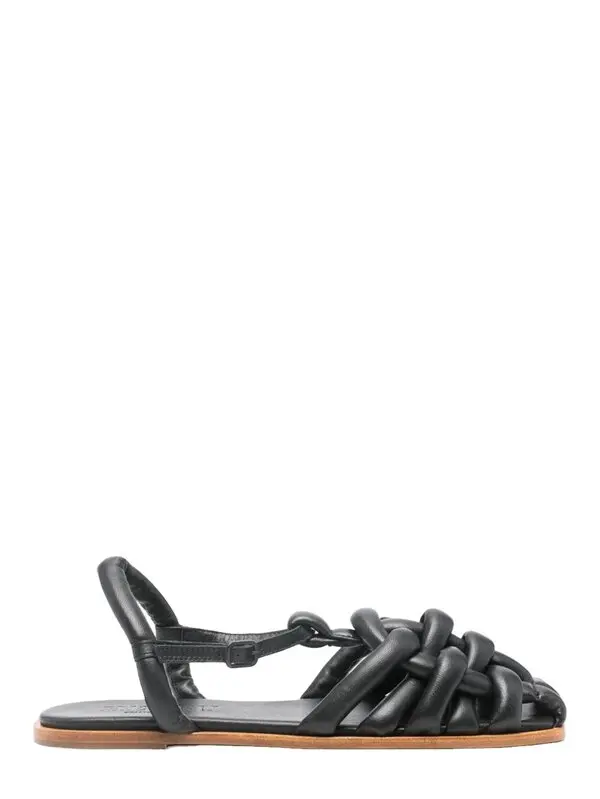 Hereu Braided Leather Slingback Sandals - Black