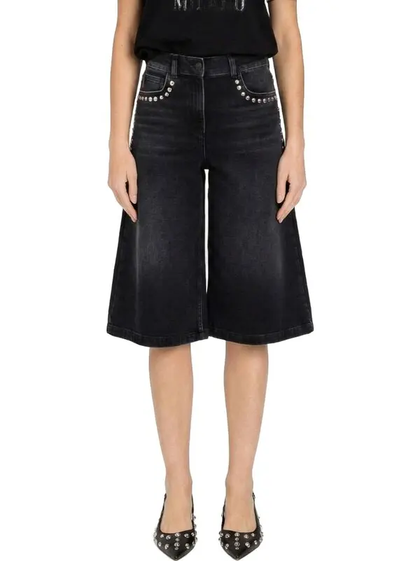 TWINSET Embellished Denim Culottes - Black