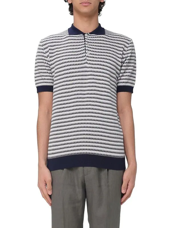 MANUEL RITZ Knitted Polo Shirt - Blue