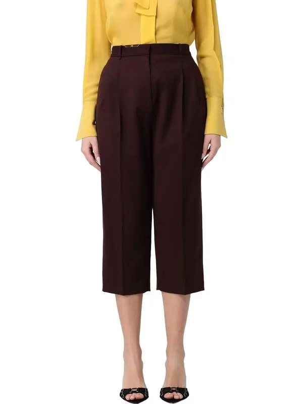 Elisabetta Franchi Cropped Crêpe Trousers - Brown