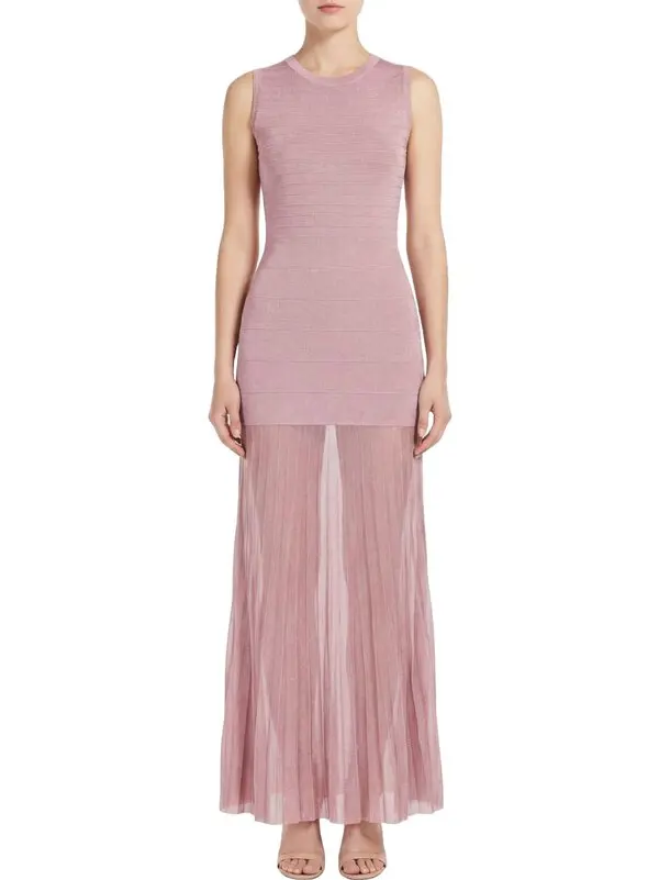TWINSET Lurex Viscose Knit Long Dress - Pink