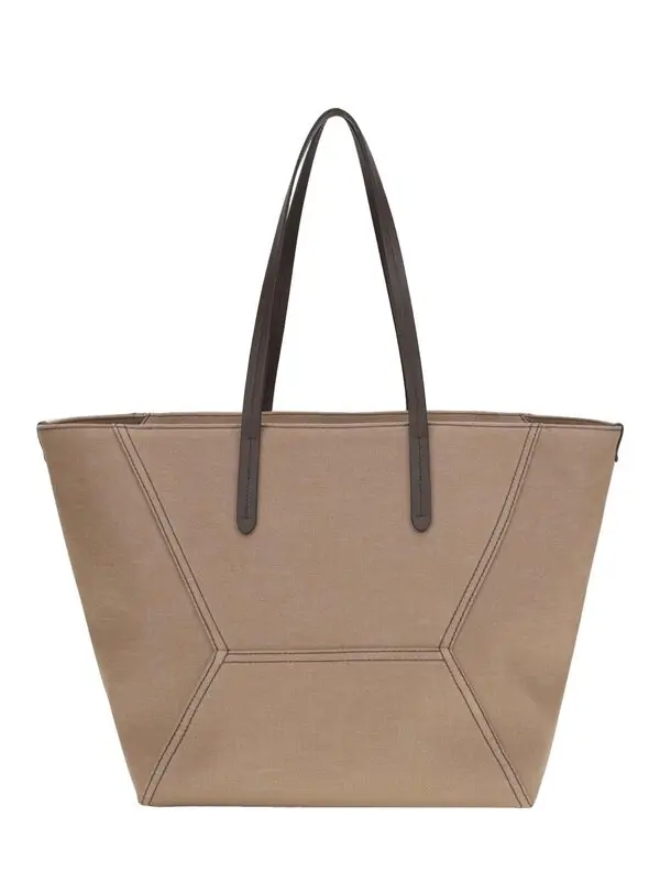 Brunello Cucinelli Duo Cotton Canvas Bag - Camel