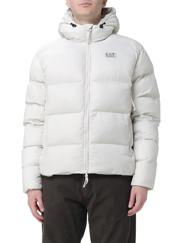 EA7 Quilted Puffer Jacket With Hood - Silver