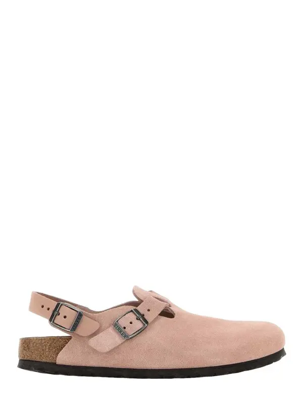 BIRKENSTOCK Suede Buckled Clogs - Pink