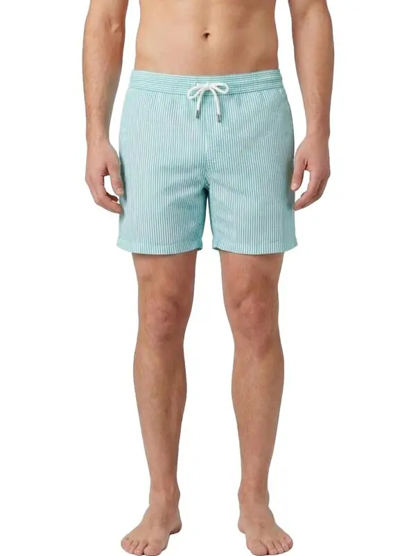 Polo Ralph Lauren Striped Cotton Blend Swim Trunks - Green