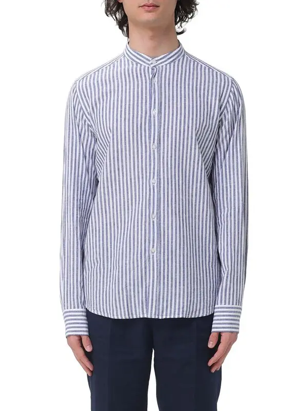 MANUEL RITZ Linen And Cotton Casual Shirt - Blue