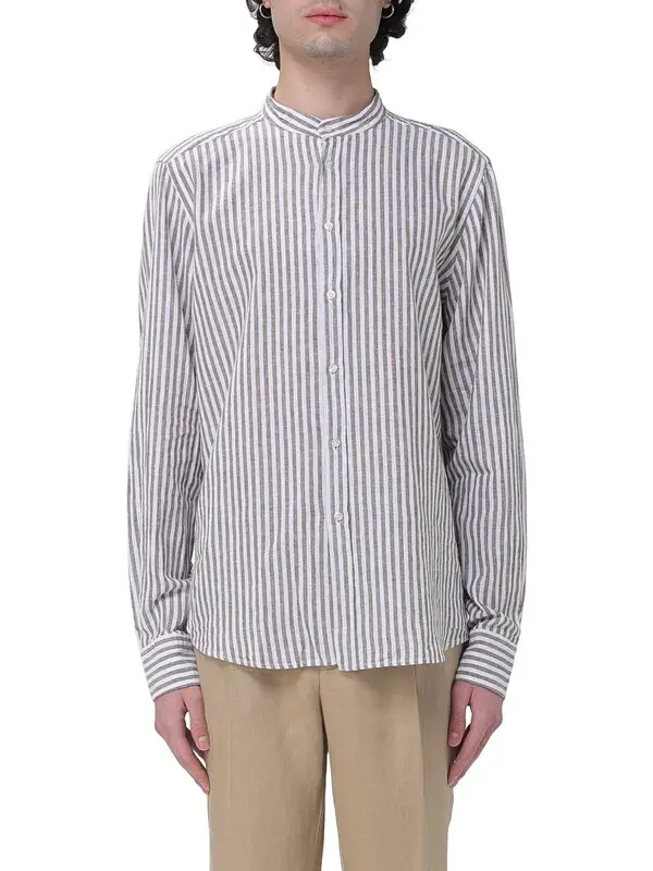 MANUEL RITZ Linen And Cotton Casual Shirt - Brown