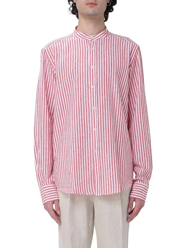 MANUEL RITZ Linen And Cotton Casual Shirt - Lobster