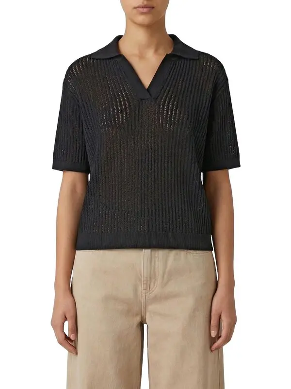 ROBERTO COLLINA Knit Polo Shirt - Black