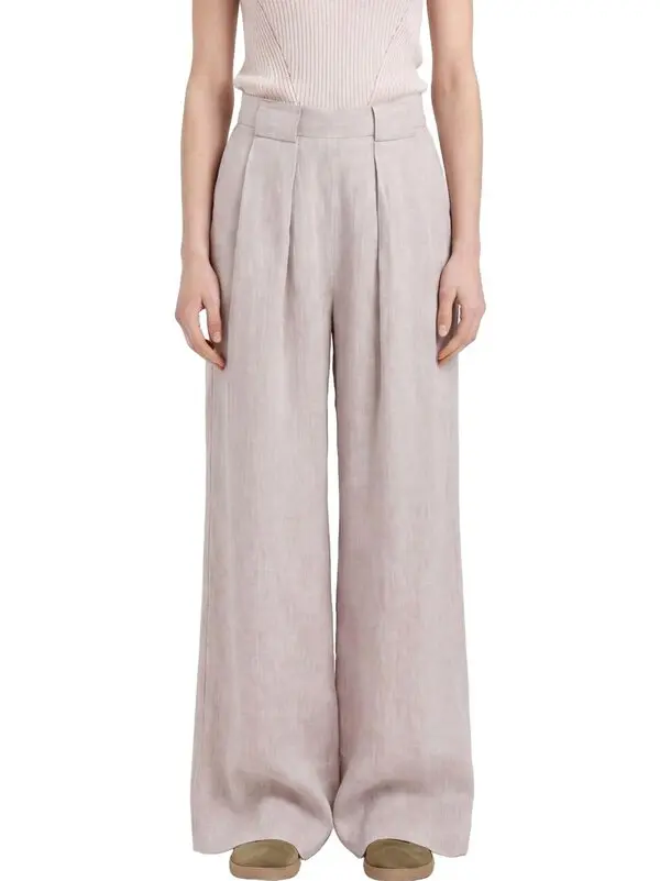 Momoni Wide-leg Linen Trousers - Beige