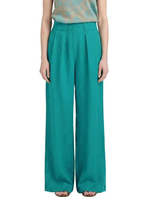 Momoni Wide-leg Linen Trousers - Emerald