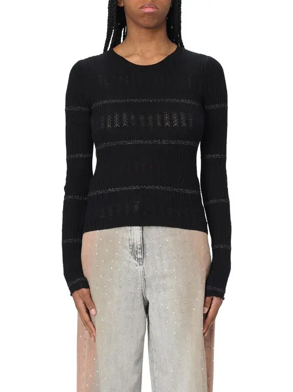 Pinko Long Sleeve Ribbed Jumper - Black