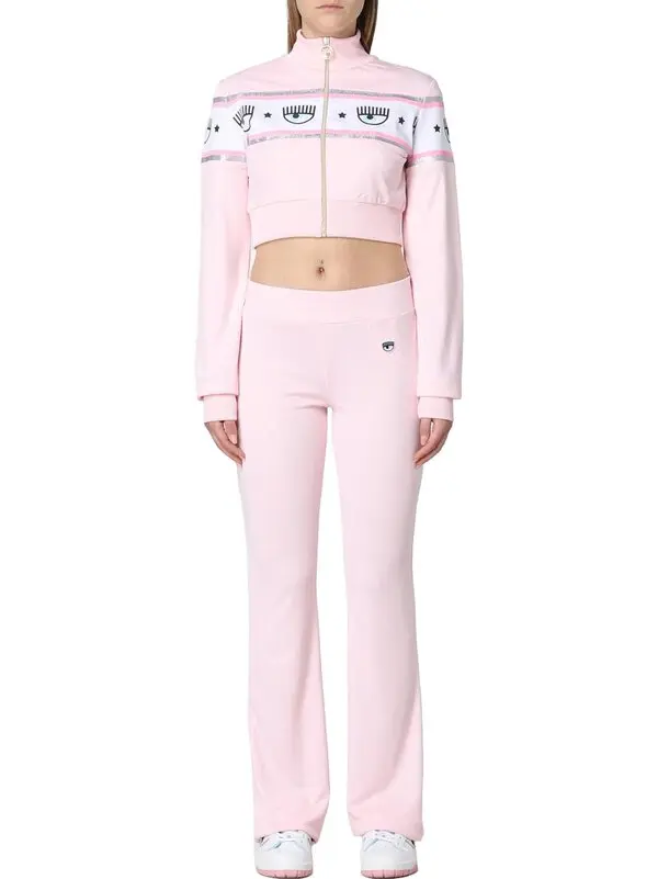 CHIARA FERRAGNI Zip-up Cropped Jacket And Flared Trousers Set - Pink
