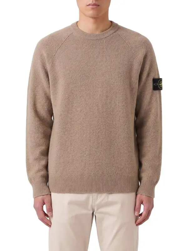 Stone Island Light Raw Hand Organic Cotton Knit Crewneck Sweater - Sand