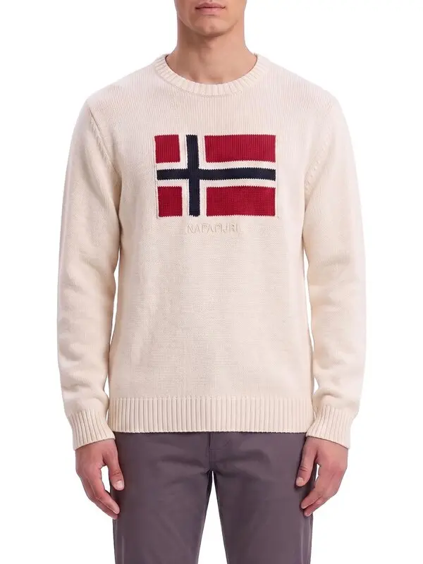 NAPAPIJRI Cotton Crew Neck Sweater - Beige