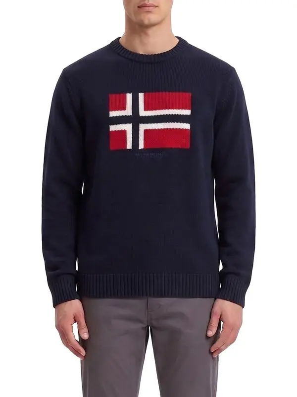 NAPAPIJRI Cotton Crew Neck Sweater - Blue