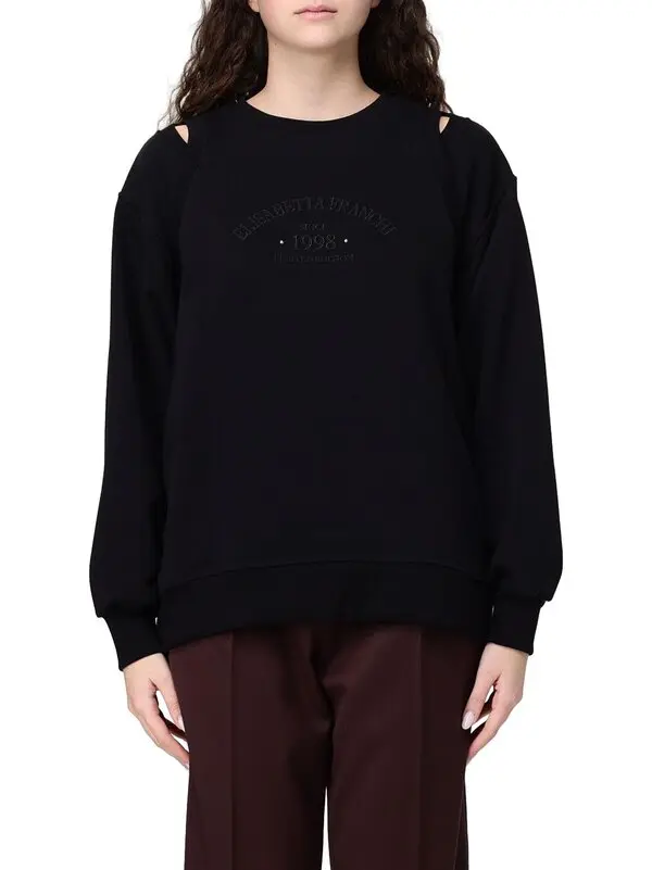 Elisabetta Franchi Cut-out Cotton Sweatshirt - Black