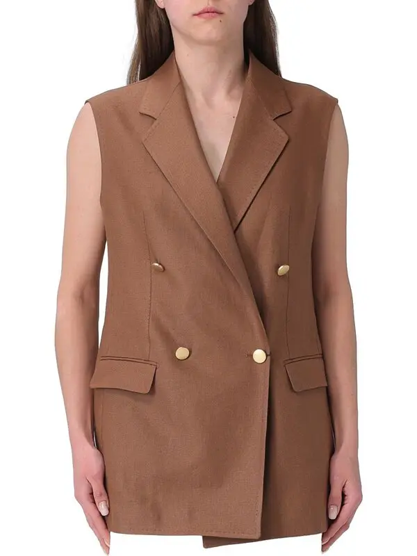 Tagliatore Double-breasted Linen Vest - Brown