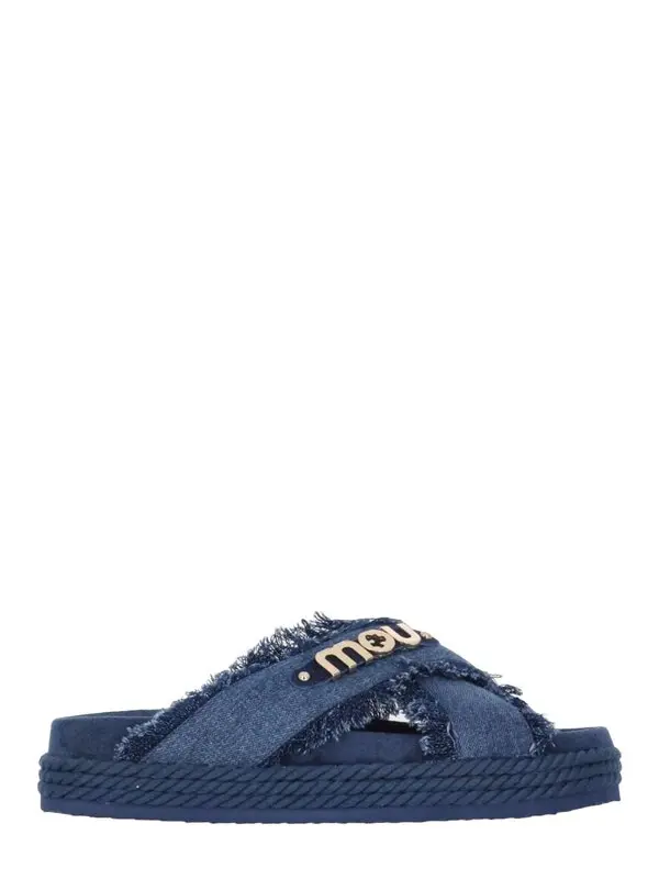Mou Cotton Denim Platform Sandals - Blue