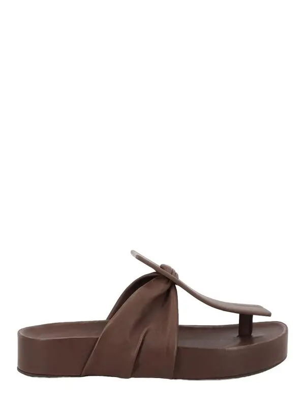 UMA WANG Leather Thong Style Mule Sandals - Brown