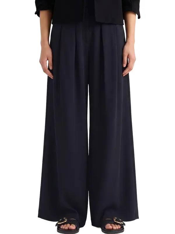 Momoni Silk Blend Wide Leg Trousers - Black