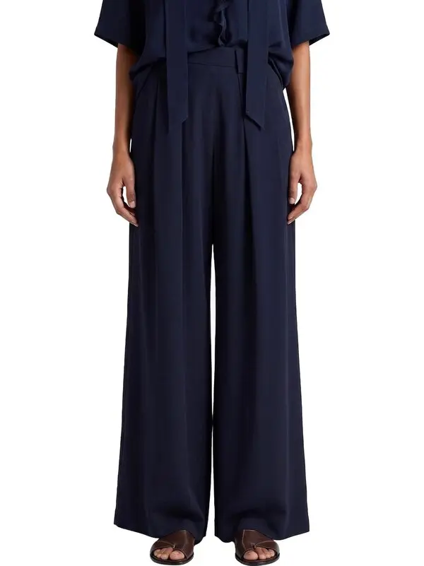 Momoni Silk Blend Wide Leg Trousers - Blue
