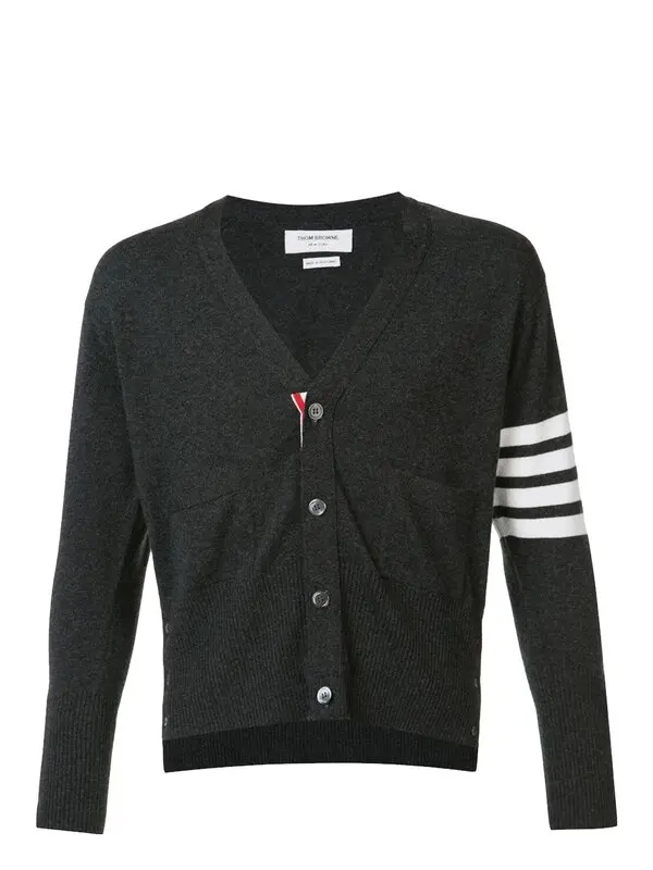Thom Browne Cardigan With Signature Striping - Grey