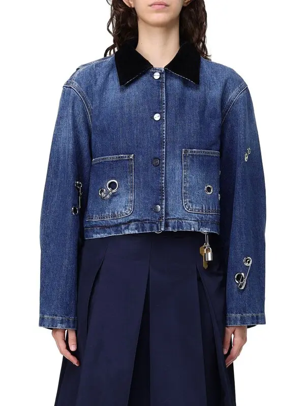 Marc Jacobs Cropped Jacket With Punk Embellishments - Denim