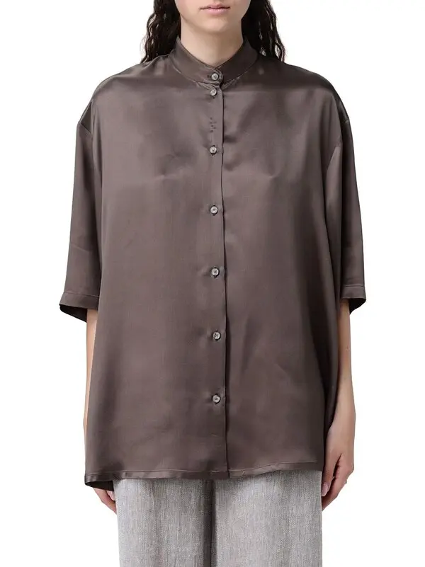 Emporio Armani Band Collar Shirt - Cocoa