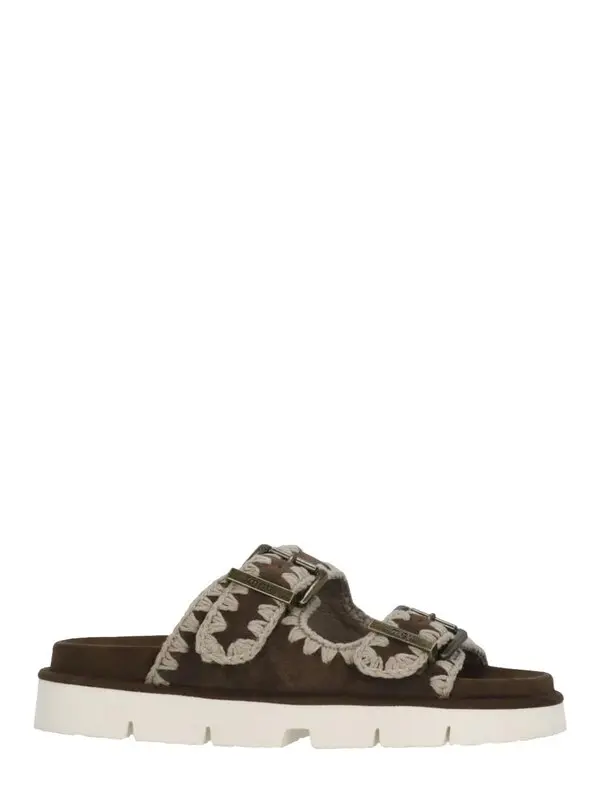 Mou Suede Sandals With Double Buckle Closure - Brown
