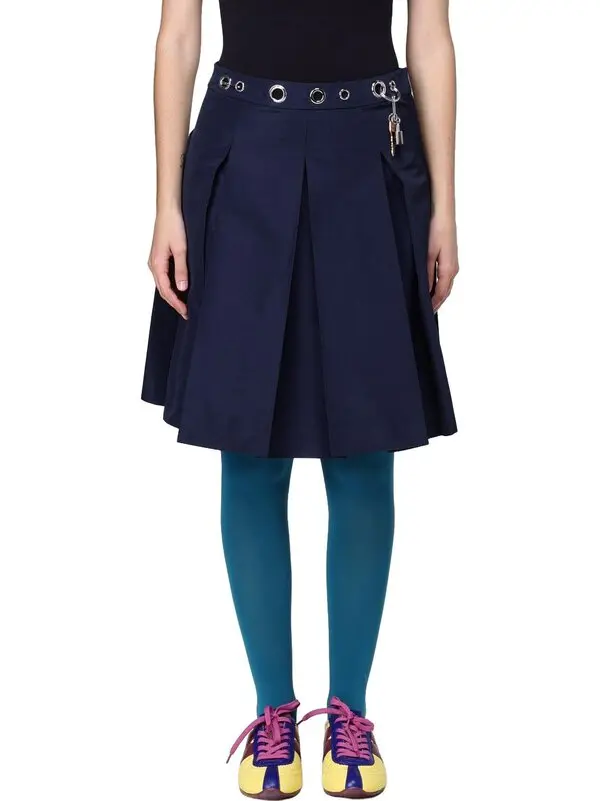 Marc Jacobs Cotton And Nylon Pierced Flared Skirt - Blue