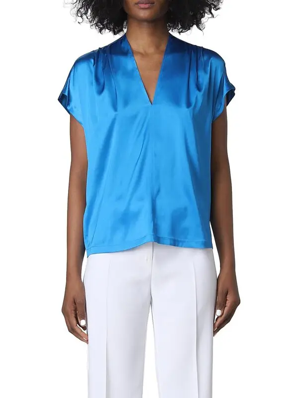 Pinko Short Sleeve V-neck Blouse - Blue